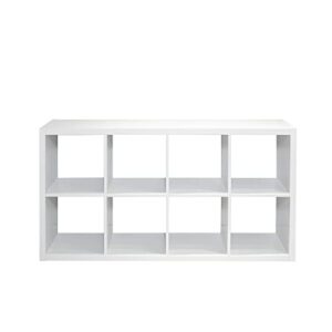 JXJMEI Modern 8-Cube Organizer Bookcase with Open Back Shelves for Large Storage and Versatile Display in Office, Study, Bedroom, and Living Room (White)