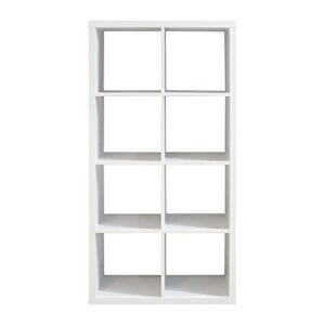 JXJMEI Modern 8-Cube Organizer Bookcase with Open Back Shelves for Large Storage and Versatile Display in Office, Study, Bedroom, and Living Room (White)