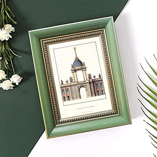 BWPFRAME Vintage Picture Frames 8x10 Antique Green with Real Glass Solid Wood Frames For Table Top or Wall Mounting Display(Green, 8x10)