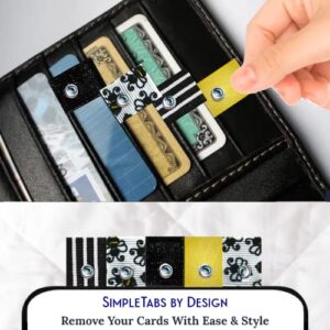 SimpleTabs -Remove Credit Cards with Ease and Style, Removeable and Reuseable Tabs, Includes 5 Pull Tabs per Set, Wallet, Purse, Handbag, Cellphone Case (Bumble Bee, SimpleTabs)