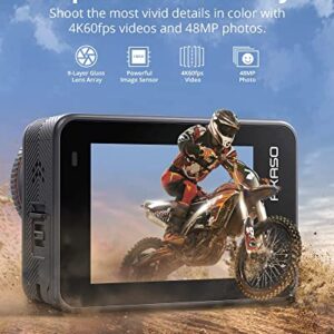 AKASO Brave 8 4K60FPS Action Camera, 48MP Photo Touch Screen Waterproof Super Wide Angle 16x Slo-mo SuperSmooth Stabilization Underwater Camera with Remote Control Helmet Accessories