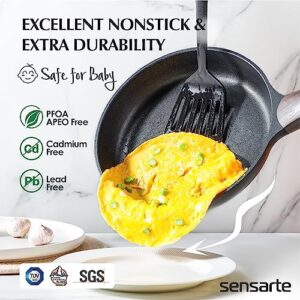 SENSARTE 14 Pcs Nonstick Cookware Sets, Pots and Pans Set with Glass Lids, Kitchen Induction Cookware Pots, Durable Non Stick Cooking Set with Stay Cool Handles, Healthy, Non Toxic, PFOA&PFOS Free