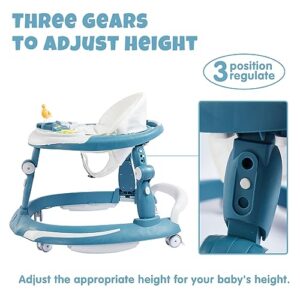 DaGiBayCn 3 in 1 Baby Walker, Baby Walkers for Boys and Girls with Removable Footrest, Feeding Tray, Rocking Function & Music Tray(Without Battery), Foldable Activity Walker for Baby 6-18 Months