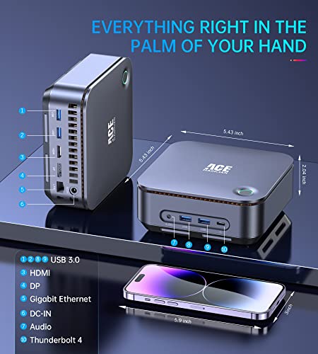 Mini PC with Speaker, Intel i7 11390H(4C/8T, up to 5.0GHz) 16GB DDR4 512GB NVME SSD, Micro Desktop Computer Support 8K UHD/WiFi 6/BT5.2/USB-C, Small PC Windows 11 Pro with Fingerprint Login