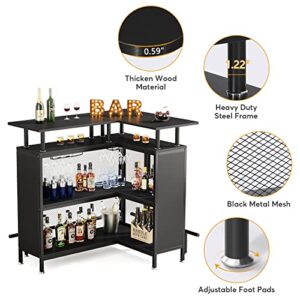 LITTLE TREE Home Bar Unit Mini Liquor Table Cabinet, Black