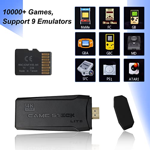 Retro Classic Game Console Wireless HDMI Output System，Built in 10000+ Classic Handheld Video Games 2.4G Wireless Controllers, 9 Emulator Consoles