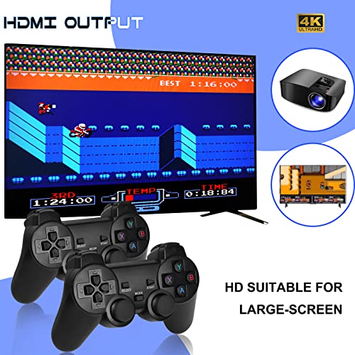 Retro Classic Game Console Wireless HDMI Output System，Built in 10000+ Classic Handheld Video Games 2.4G Wireless Controllers, 9 Emulator Consoles