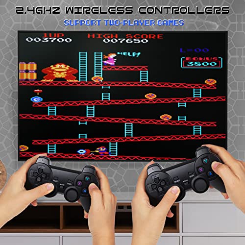 Retro Classic Game Console Wireless HDMI Output System，Built in 10000+ Classic Handheld Video Games 2.4G Wireless Controllers, 9 Emulator Consoles