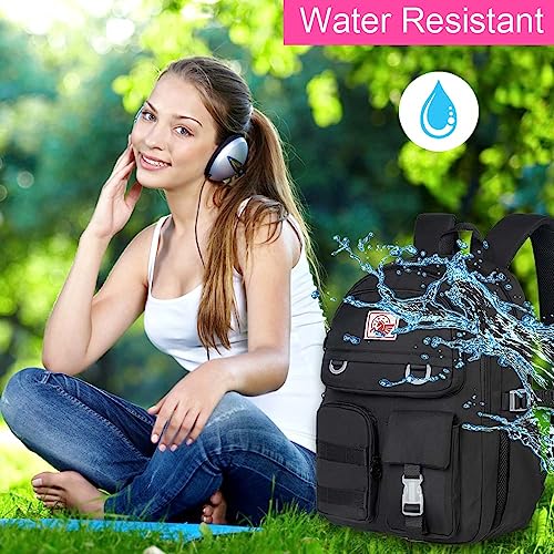 Laptop Backpack for Girls, Women College School Bookbag, 15.6" Cute Aesthetic Computer Water Resistant Anti Theft School Bags for Teens Girls Students - Black