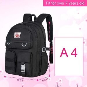 Laptop Backpack for Girls, Women College School Bookbag, 15.6" Cute Aesthetic Computer Water Resistant Anti Theft School Bags for Teens Girls Students - Black