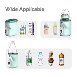 Portable Bottle Warmer for Travel - 40-50℃ Adjustable - Mini Baby Bottle Heater for Breastmilk Powder Milk Water, Fast Night Feeding Milk Warmer for Newborn, Green, 6 Gears for 40/42/44/46/48/50℃