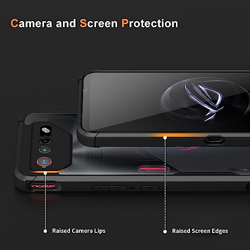 Fanbiya Armor Case for ASUS ROG Phone 7 Case with Camera Protector, Soft Slim TPU Clear Acrylic PC Back Full Body Protection Rugged Shockproof Case with Tempered Glass