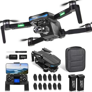 hhd drones with camera for adults 4k，3-axis gimbal, foldable rc quadcopter with 5g wifi fpv live video，50 minutes flight time, app control,2 batteries