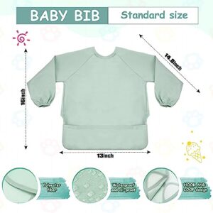 Jeyiour 6 Pack Long Sleeve Baby Bibs Mess Proof Bib Washable Feeding Bib Weaning Smock for Baby Infant Toddler (Simple Style)