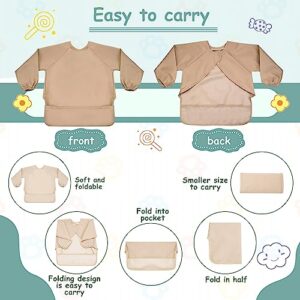 Jeyiour 6 Pack Long Sleeve Baby Bibs Mess Proof Bib Washable Feeding Bib Weaning Smock for Baby Infant Toddler (Simple Style)