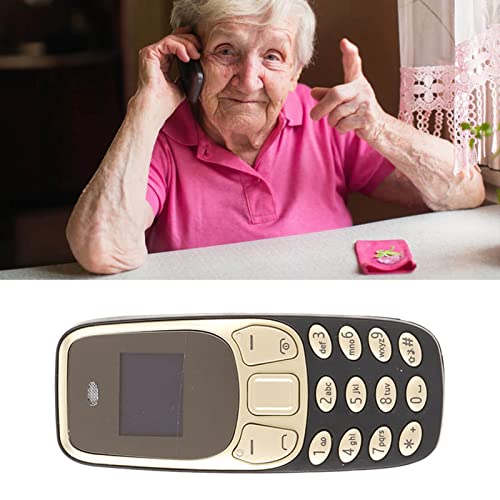 Dpofirs 2023 New 2G Mobile Phone for Seniors, Kids Cellphone Dual SIM Card Unlocked, Worlds Smallest Phone, 380mah Battery for 20 Hours Standby,GSM 2G 850 900 1800 1900MHZ (Black Gold)