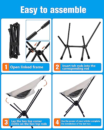 IFOKER Camping Chair Compact,Beach Chair High Hardness,Portable Folding Chair for Camping,Beach,Hiking,Campfire