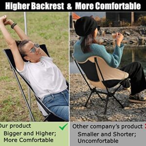 AnYoker Camping Chair, High-Back Compact Backpacking Chair, Portable Folding Chair, Beach Chair with Side Pocket and headrest, Lightweight Hiking Chair 0066YY (Coffee)