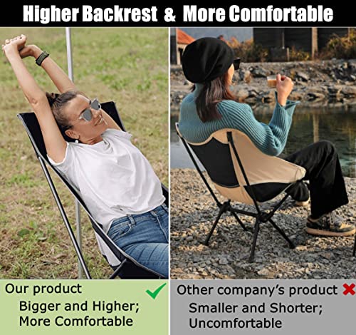 AnYoker Camping Chair, High-Back Compact Backpacking Chair, Portable Folding Chair, Beach Chair with Side Pocket and headrest, Lightweight Hiking Chair 0066YY (Coffee)