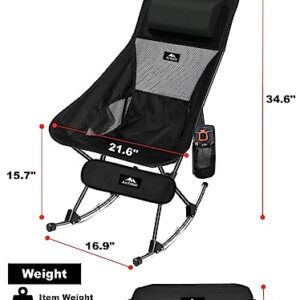 AnYoker Camping Chair, High-Back Compact Backpacking Chair, Portable Folding Chair, Beach Chair with Side Pocket and headrest, Lightweight Hiking Chair 0066YY (Coffee)