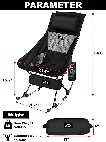 AnYoker Camping Chair, High-Back Compact Backpacking Chair, Portable Folding Chair, Beach Chair with Side Pocket and headrest, Lightweight Hiking Chair 0066YY (Coffee)