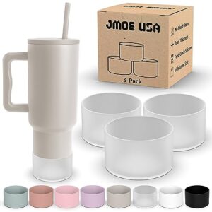 jmoe usa 3-pack boot sleeve covers for simple modern 40oz & 30oz trek tumbler with handle | travel mug | protects against dents & scratches | protector for bottom of cup | soft silicone (frosted)