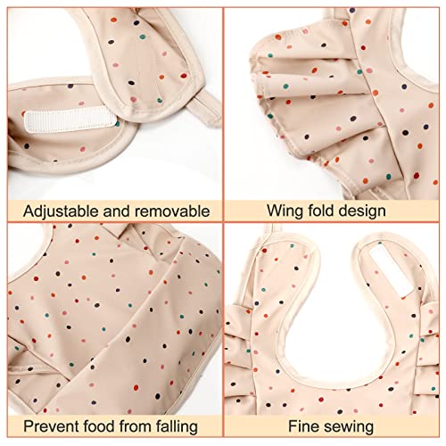 Ramede 3 Pcs Waterproof Baby Bib Washable Toddler Bibs Soft Feeding Bibs with Food Catcher for Baby Boy or Girl Eating Travel Home Supplies, Lovely