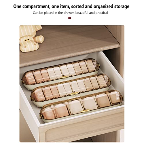 CBDYWVR Socks Underwear Wall Mounted Drawer Organizer, Switchable 6 Cell Drawer Acrylic Organizers Self-Adhesive Dust-proof Storage Boxes for Clothes Socks Lingerie Underwear Ties (2PCS)