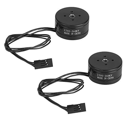 Drones Brushless Motor,Outdoor 260KV Brushless Motor,80t 1.3A Hollow Shaft Brushless Motor Drones Brushless Motor,Low Noise and Low Power Consumption,for Gimbal RC Drones,Camera((2204)) (2pcs)