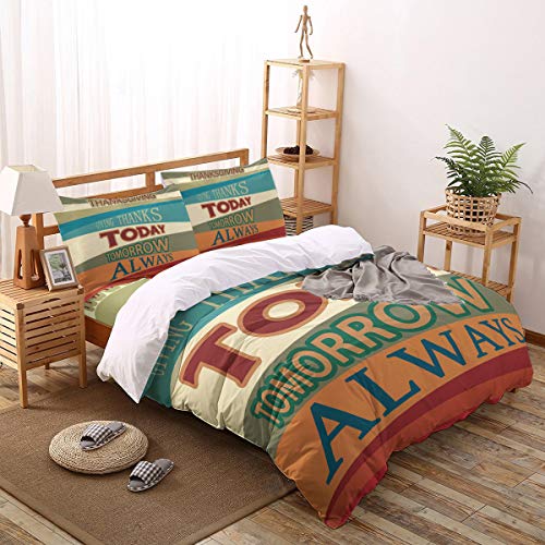 TocaHome Duvet Cover Queen Size, 4 Pieces Comforter Cover Set, Thanksgiving Colorful Stripes Soft Bedding Sets - 1 Queen Duvet Cover, 1 Bed Sheet and 2 Pillowcases