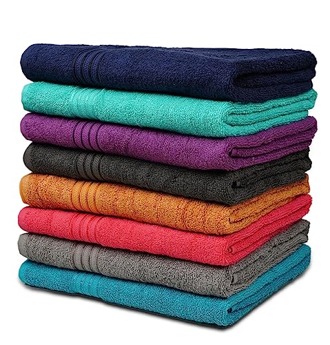 ZUPERIA Classic Bath Towels - 8 Pack - 27" x 54" - Ultra Soft 100% Cotton Large Bathroom Towels, Highly Absorbent Towel for Bathroom, Ideal for Pool, Home, Gym, Spa, Hotel (Assorted)