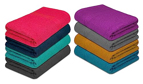 ZUPERIA Classic Bath Towels - 8 Pack - 27" x 54" - Ultra Soft 100% Cotton Large Bathroom Towels, Highly Absorbent Towel for Bathroom, Ideal for Pool, Home, Gym, Spa, Hotel (Assorted)