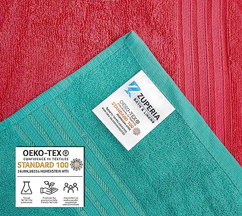 ZUPERIA Classic Bath Towels - 8 Pack - 27" x 54" - Ultra Soft 100% Cotton Large Bathroom Towels, Highly Absorbent Towel for Bathroom, Ideal for Pool, Home, Gym, Spa, Hotel (Assorted)