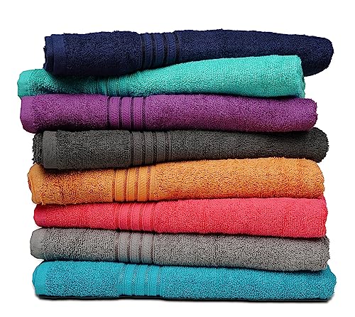 ZUPERIA Classic Bath Towels - 8 Pack - 27" x 54" - Ultra Soft 100% Cotton Large Bathroom Towels, Highly Absorbent Towel for Bathroom, Ideal for Pool, Home, Gym, Spa, Hotel (Assorted)