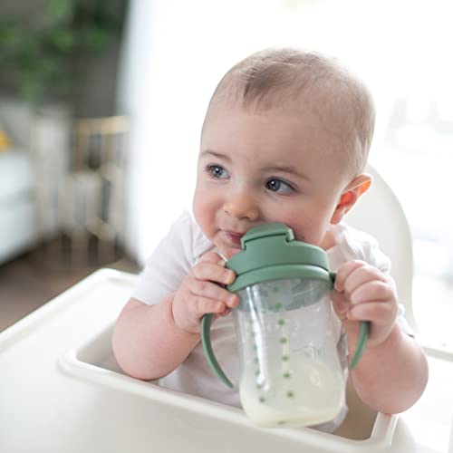 Dr. Brown's Milestones, Baby's First Straw Cup Sippy Cup with Straw, 6m+, 9oz/270ml, 2 Pack, Coral & Olive Green, BPA Free