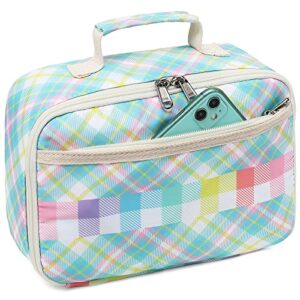 CAMTOP Lunch Box Kids Insulated Lunch Bag Small Cooler Thermal Meal Thermal lunchbox for Girls Boys School Picnics（Lattice Colorful）