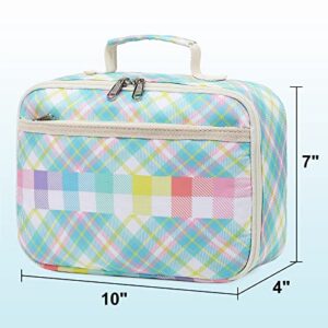 CAMTOP Lunch Box Kids Insulated Lunch Bag Small Cooler Thermal Meal Thermal lunchbox for Girls Boys School Picnics（Lattice Colorful）