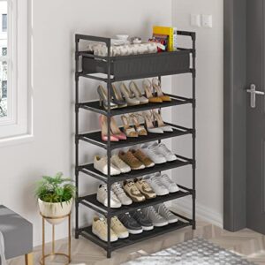 Calmootey 6-Tier Stackable Freestanding Shoe Rack, 2-in-1 Plus Storage Bag Sturdy Shoe Shelf, Non-Woven Fabric Entryway Shoe Shelf with Storage Organizer