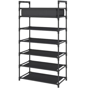 Calmootey 6-Tier Stackable Freestanding Shoe Rack, 2-in-1 Plus Storage Bag Sturdy Shoe Shelf, Non-Woven Fabric Entryway Shoe Shelf with Storage Organizer