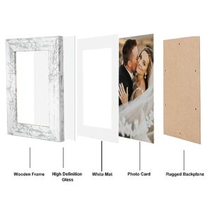 Capcillin 4x6 Picture Frame Wood Set of 2 with Glass, Display Pictures 4x6 Without Mat or 3.5x5 Photos with Mat, Wall Gallery Photo Frames, Tabletop Display and Wall Mounting, Distressed White