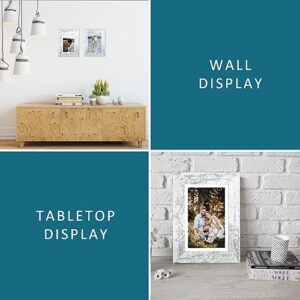 Capcillin 4x6 Picture Frame Wood Set of 2 with Glass, Display Pictures 4x6 Without Mat or 3.5x5 Photos with Mat, Wall Gallery Photo Frames, Tabletop Display and Wall Mounting, Distressed White