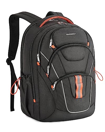 BAGSMART Large Travel Backpack for Women Men,Laptop Backpack Flight Approved Carry On Computer Bag Fits 17 Inch Laptop,Water Resistant Outdoor Backpack for Hiking Business,Black