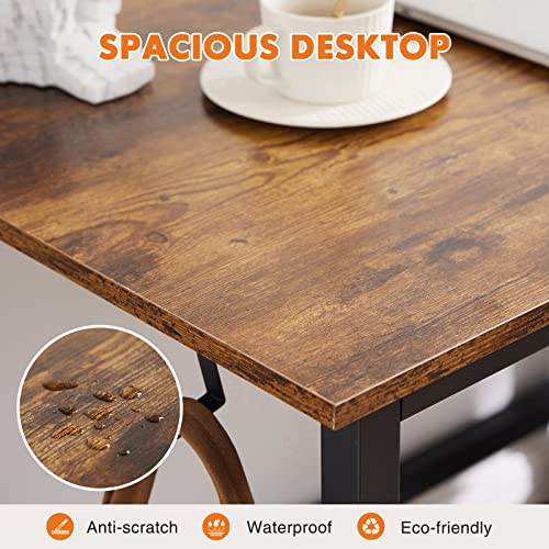 Sweetcrispy Computer Desk Small Office Desk 40 Inch Writing Desks Small Space Desk Study Table Modern Simple Style Work Table with Storage Bag and Iron Hook Wooden Desk for Home, Bedroom