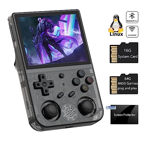 RG353VS Retro Linux System Video Handheld Game Console 3.5" IPS Screen RK3566 64bit Game Player 64G TF Card Built-in 4450 Classic Games Bluetooth 4.2 and 5G WiFi