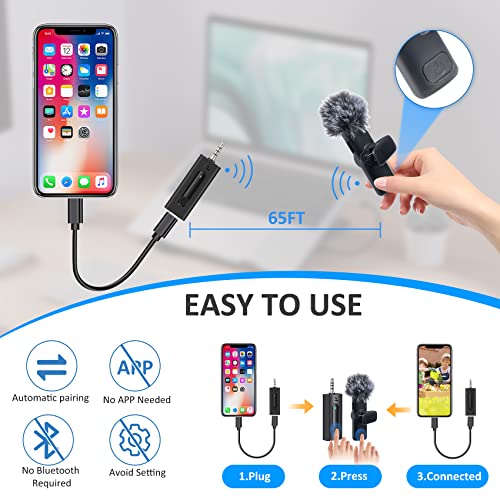 Dual Wireless Lavalier Microphone for Camera/iPhone/Android Phone/Laptop/Computer/GoPro, Professional Plug-Play Lapel Microphone Wireless for Video Recording, Interview, Vlogging, YouTube - K2