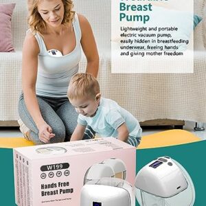 Wearable Breast Pump Hands Free, 4 Modes and 9 Levels, Pain Free and Super Quiet, Long Battery Life, Double Portable Electric Breast Pump with Memory Function, Easy Assemble/Disassemble