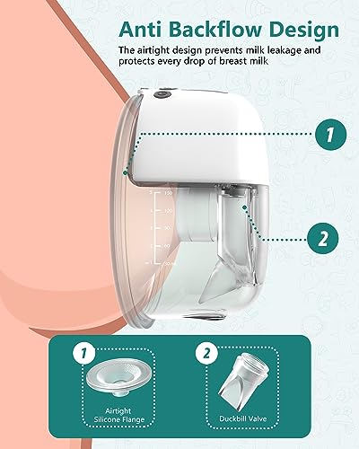 Wearable Breast Pump Hands Free, 4 Modes and 9 Levels, Pain Free and Super Quiet, Long Battery Life, Double Portable Electric Breast Pump with Memory Function, Easy Assemble/Disassemble