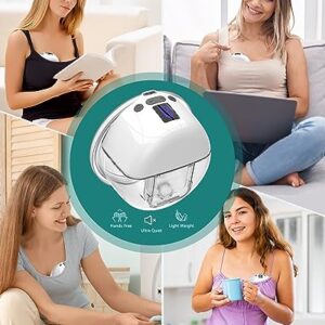 Wearable Breast Pump Hands Free, 4 Modes and 9 Levels, Pain Free and Super Quiet, Long Battery Life, Double Portable Electric Breast Pump with Memory Function, Easy Assemble/Disassemble