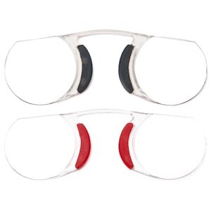 MMOWW Nose Pinching Armless Reading Glasses,2 Pack Ultra Slim Pocket Size Readers with Mini Portable Case (Black+Red,2.0)