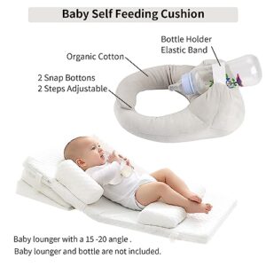 OKHOTCUL Baby Bottle Holder, Bottle Holder for Baby self Feeding, Baby Self Feeding Cushion, Baby Feeding Pillow, BPA-Free, Non-Toxic, Nursing Pillow for Breastfeeding, with Adjustable Waist Strap